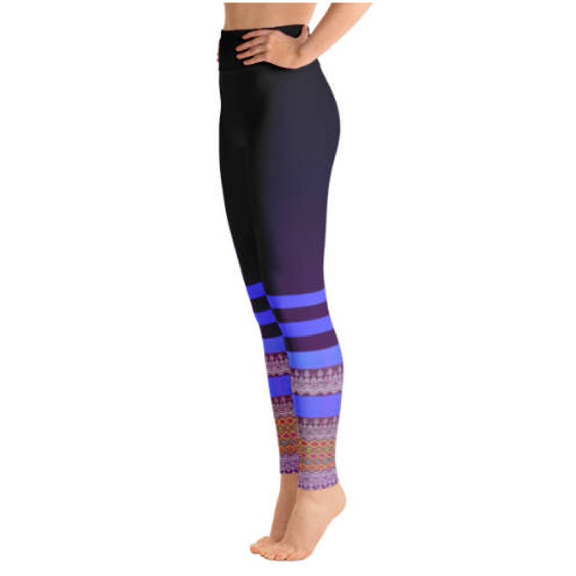 Mommy and Me Leggings With Purple Longyi Stripe - Etsy