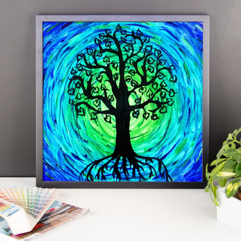 Tree of Life Art in Blue - Etsy