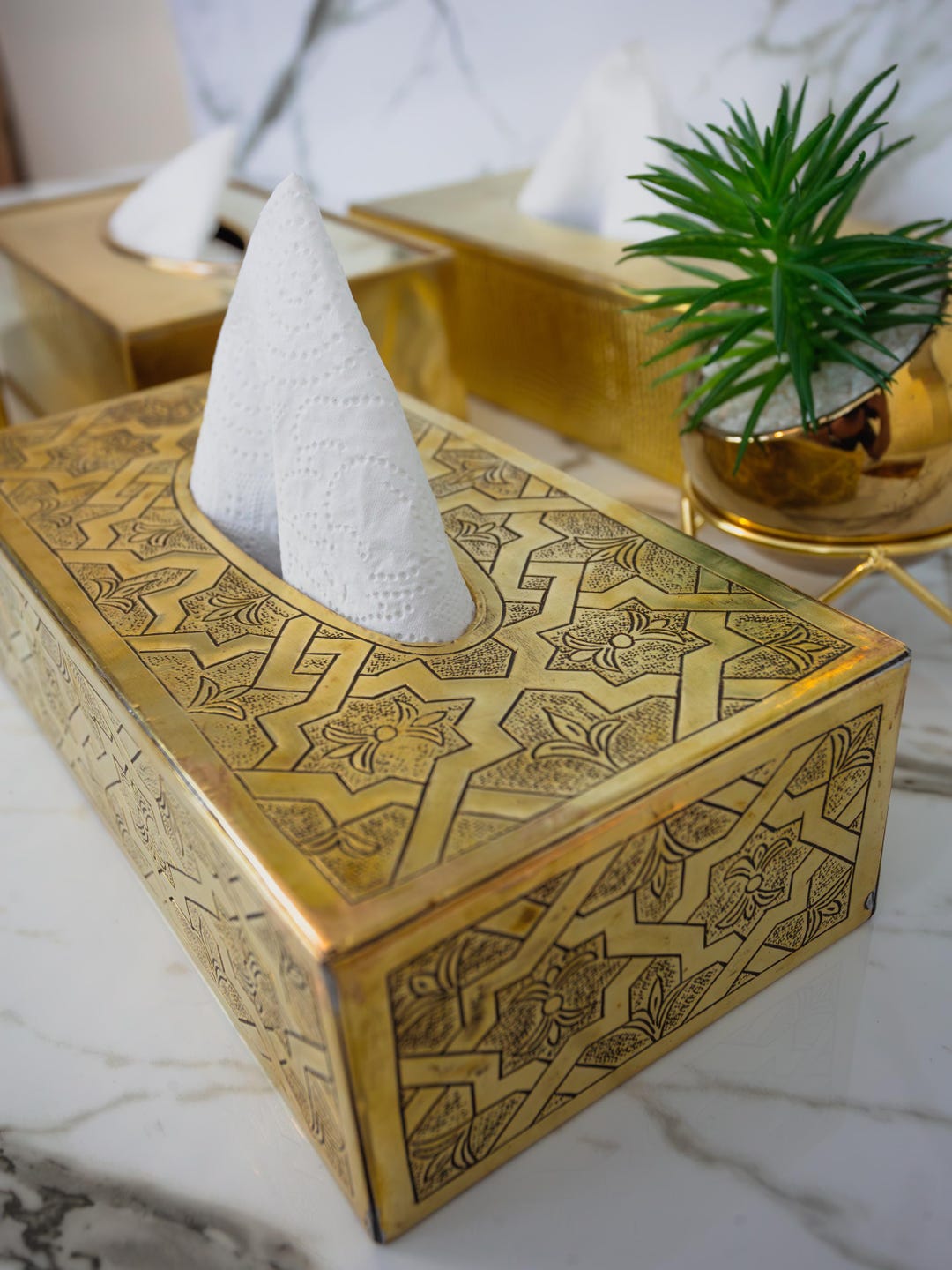 Engraved Solid Brass Tissue Box Cover , Rectangular Solid Brass Tissue ...