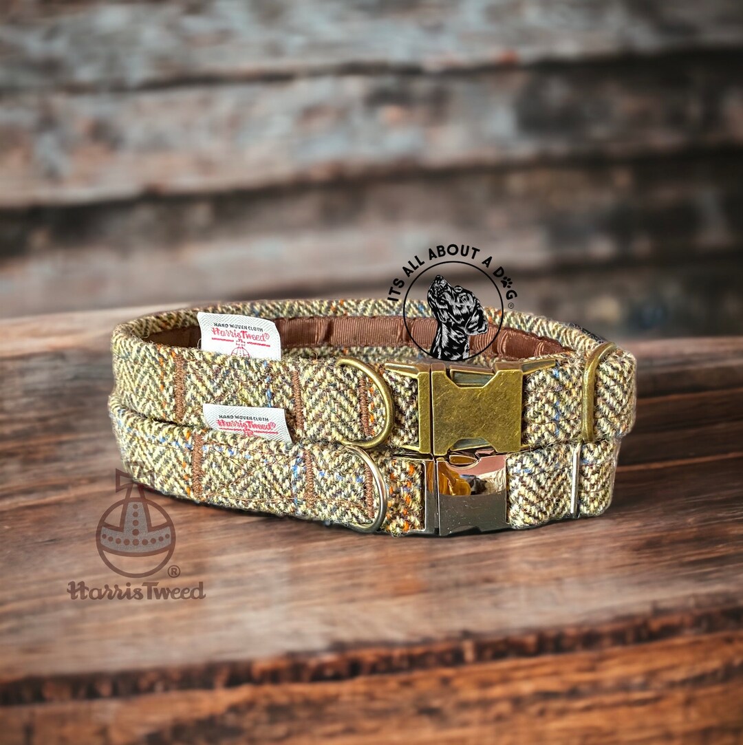 Harris Tweed Country Gent Brown Herringbone Dog Collar Dog Collars for ...