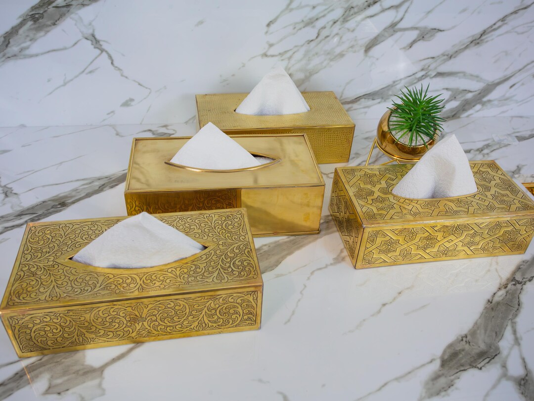 Engraved Solid Brass Tissue Box Cover , Rectangular Solid Brass Tissue ...