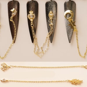 Gold Chain 3D Zircon Nail Ornament Nail Decal/ Butterfly Starry Sky ...