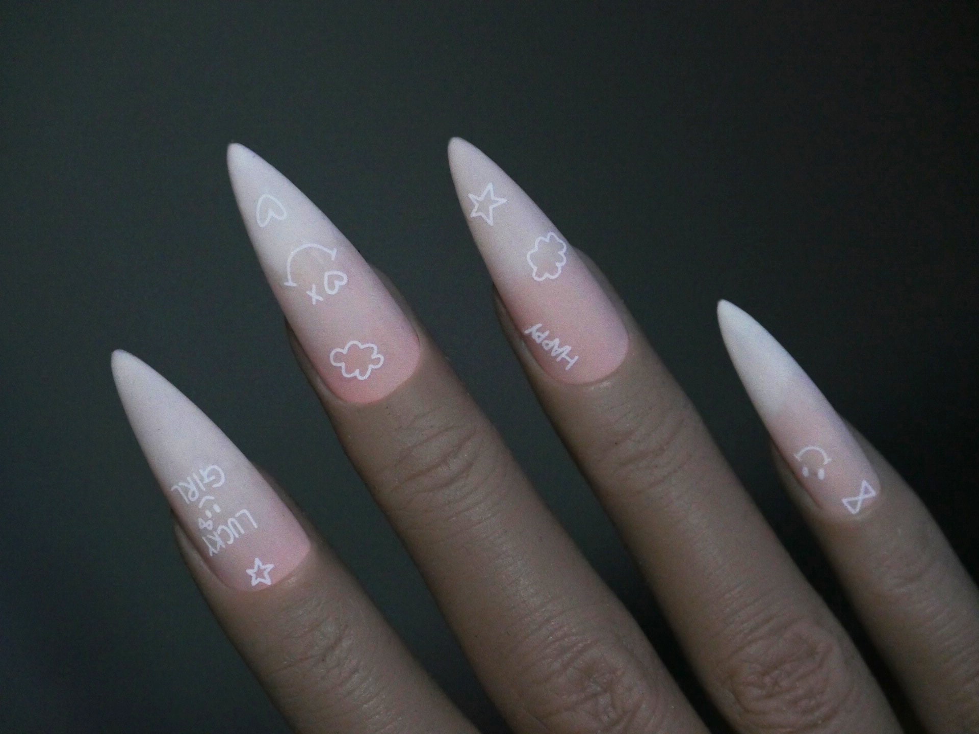 White Smile Face Nail Art Sticker/ Smily Kawaii DIY Tips - Etsy