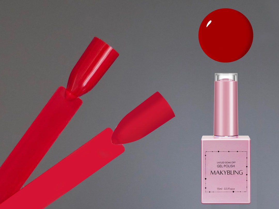 15ml Red Gel Polish/ Bright Pure Solid Color Nails/ Crimson Cherry Red ...