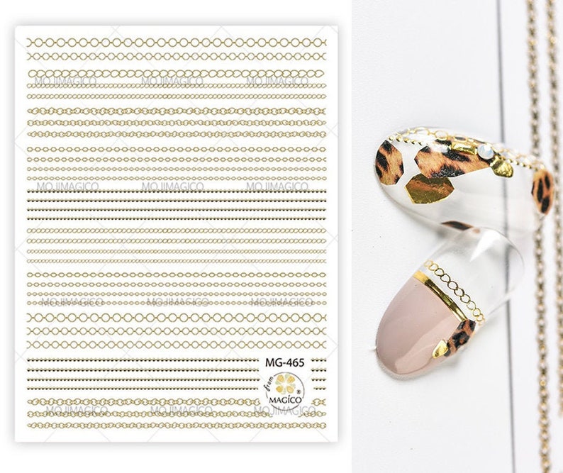 Gold chain nail sticker/ Nail Art Stickers Self Adhesive | Etsy