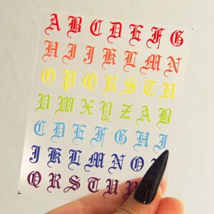 Gothic Script Colorful Nail Art Stickers Decals/ 3D Embossed Gothic ...