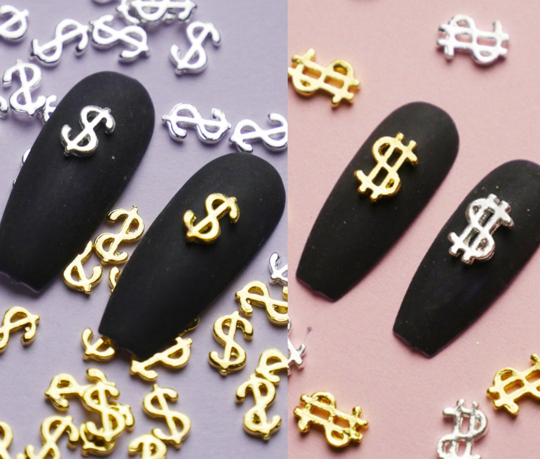 5 Pcs 3D Money Sign Nail Decoration/ Dollar Sign DIY Nail Deco Charm ...