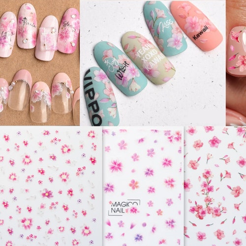Floral Nail Art Sticker/ DIY Tips Guides Transfer Stickers/ | Etsy