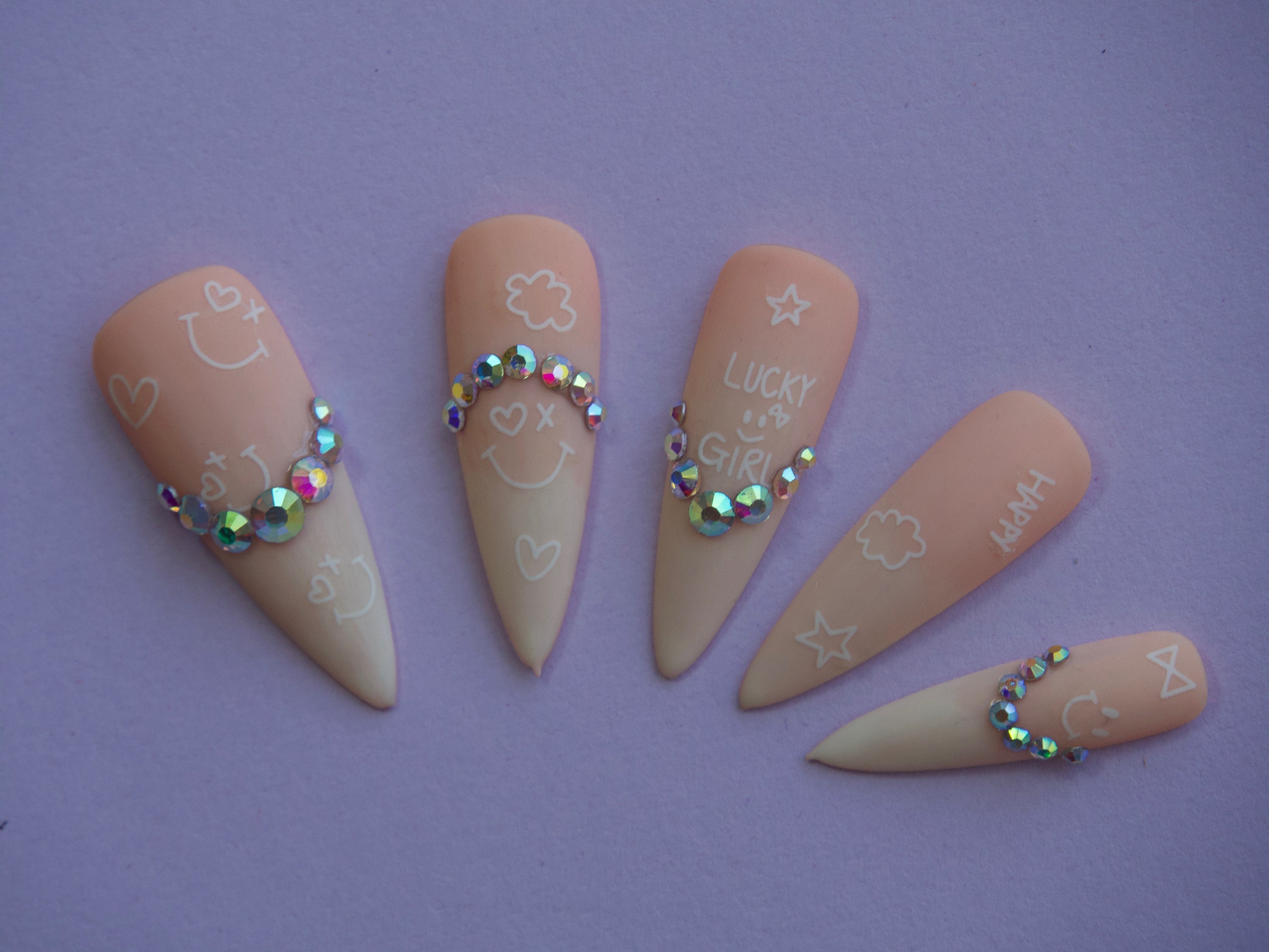 White Smile Face Nail Art Sticker/ Smily Kawaii DIY Tips - Etsy