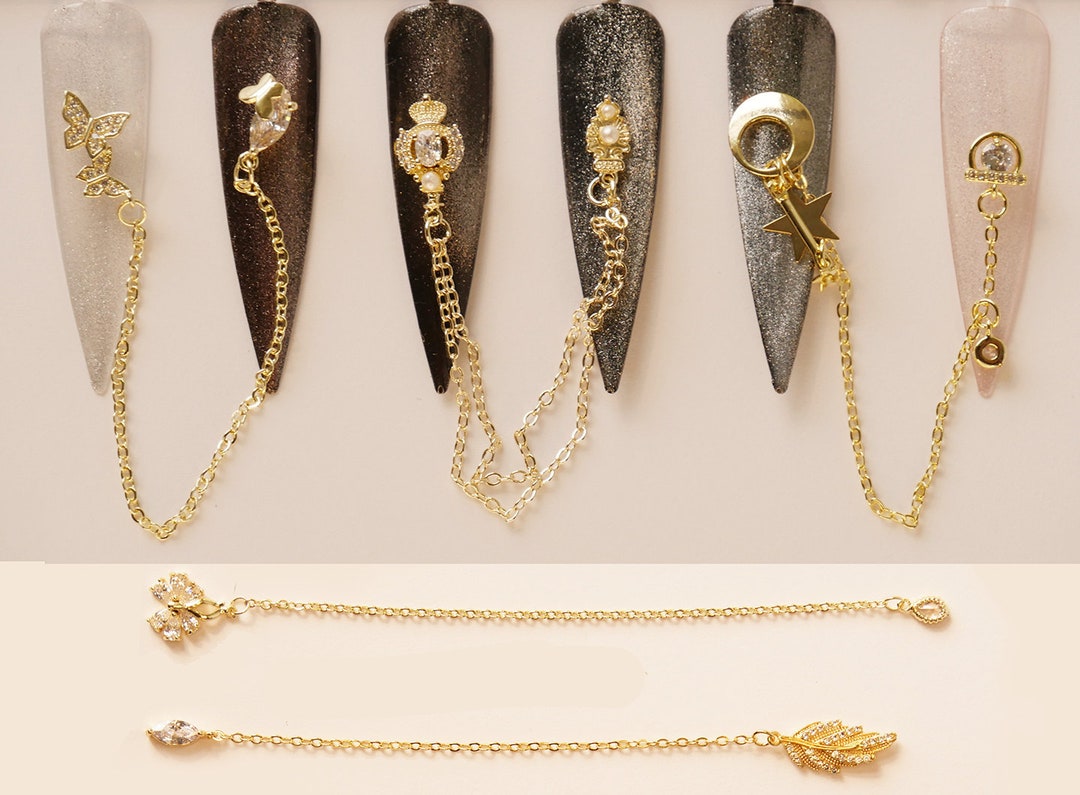 Gold Chain 3D Zircon Nail Ornament Nail Decal/ Butterfly Starry Sky ...