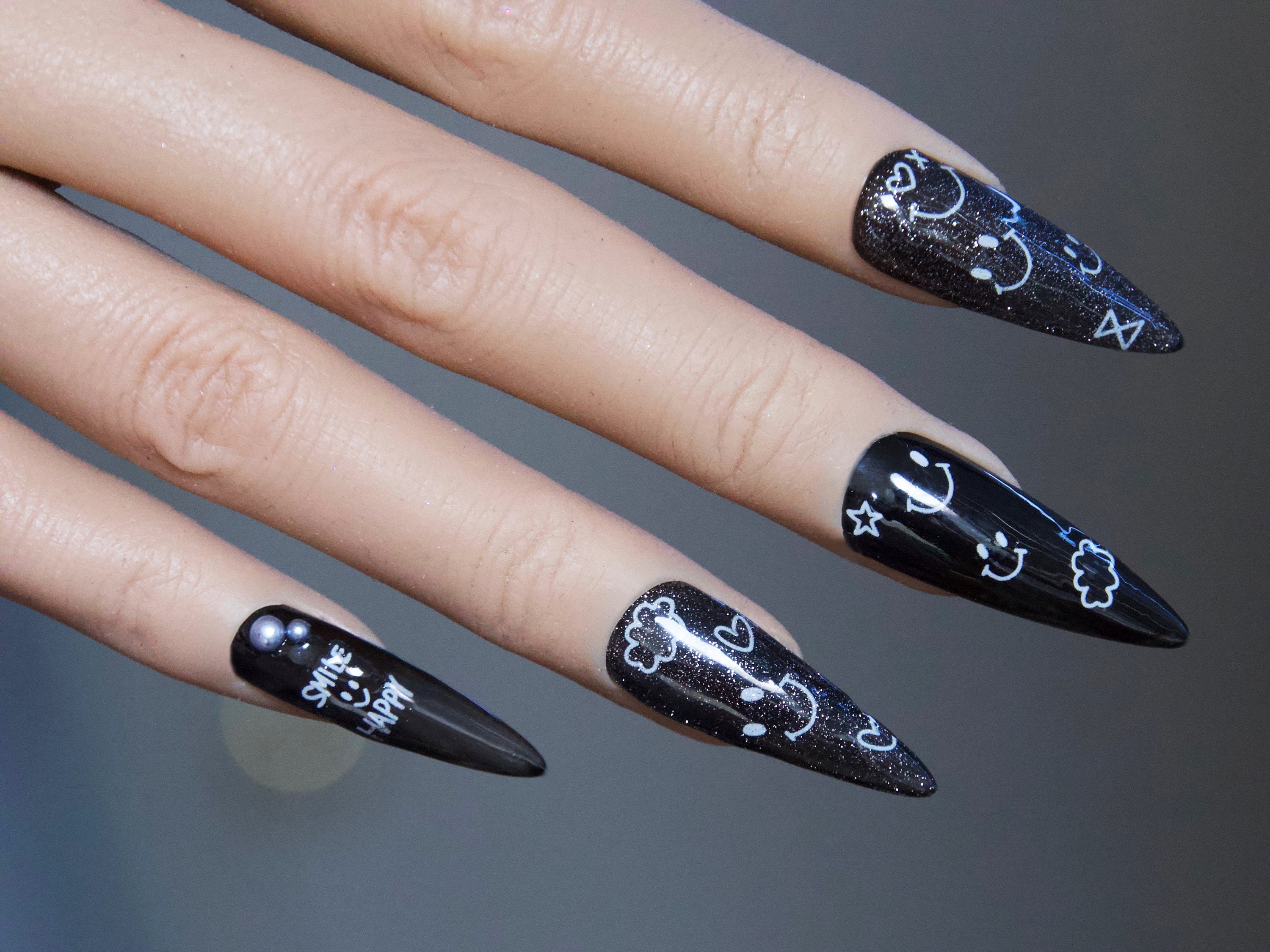 White Smile Face Nail Art Sticker/ Smily Kawaii DIY Tips - Etsy