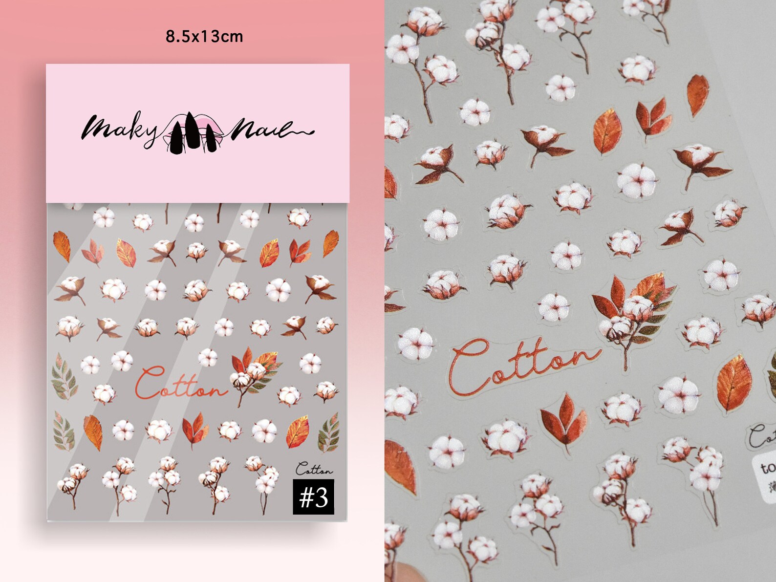 Festive Red Nail Stickers/cotton Flower Nail Art Floral Ultra - Etsy