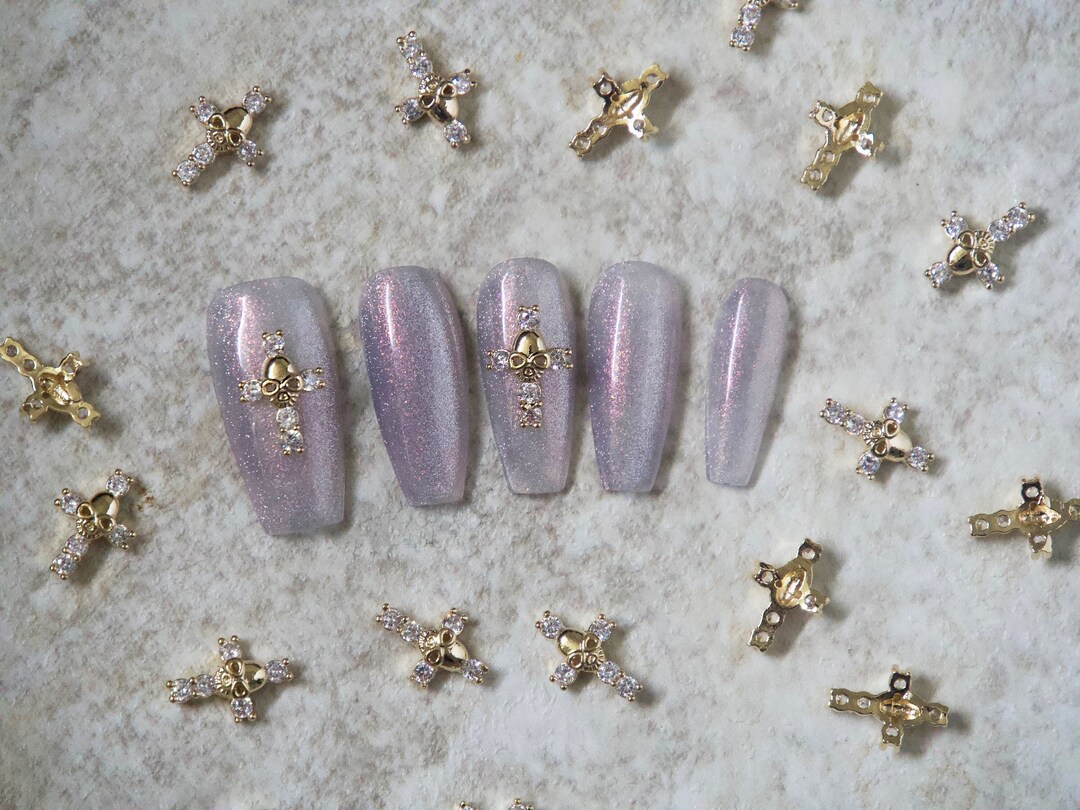 2pcs Skull&cross Crucifix Nail Decal/ Gold Gothic Punk Nail - Etsy