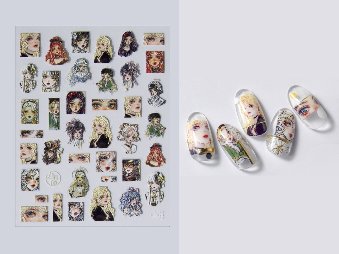 3D Embossing Japanese Comic Girl Nail Sticker/diviners Psychic Medium ...