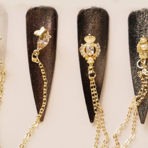 Gold Chain 3D Zircon Nail Ornament Nail Decal/ Butterfly Starry Sky ...