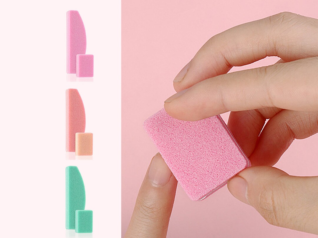 2pcs 2-way Mini Nail Buffer Blocks 100/180 Grit/ Pink Buffing Sanding ...