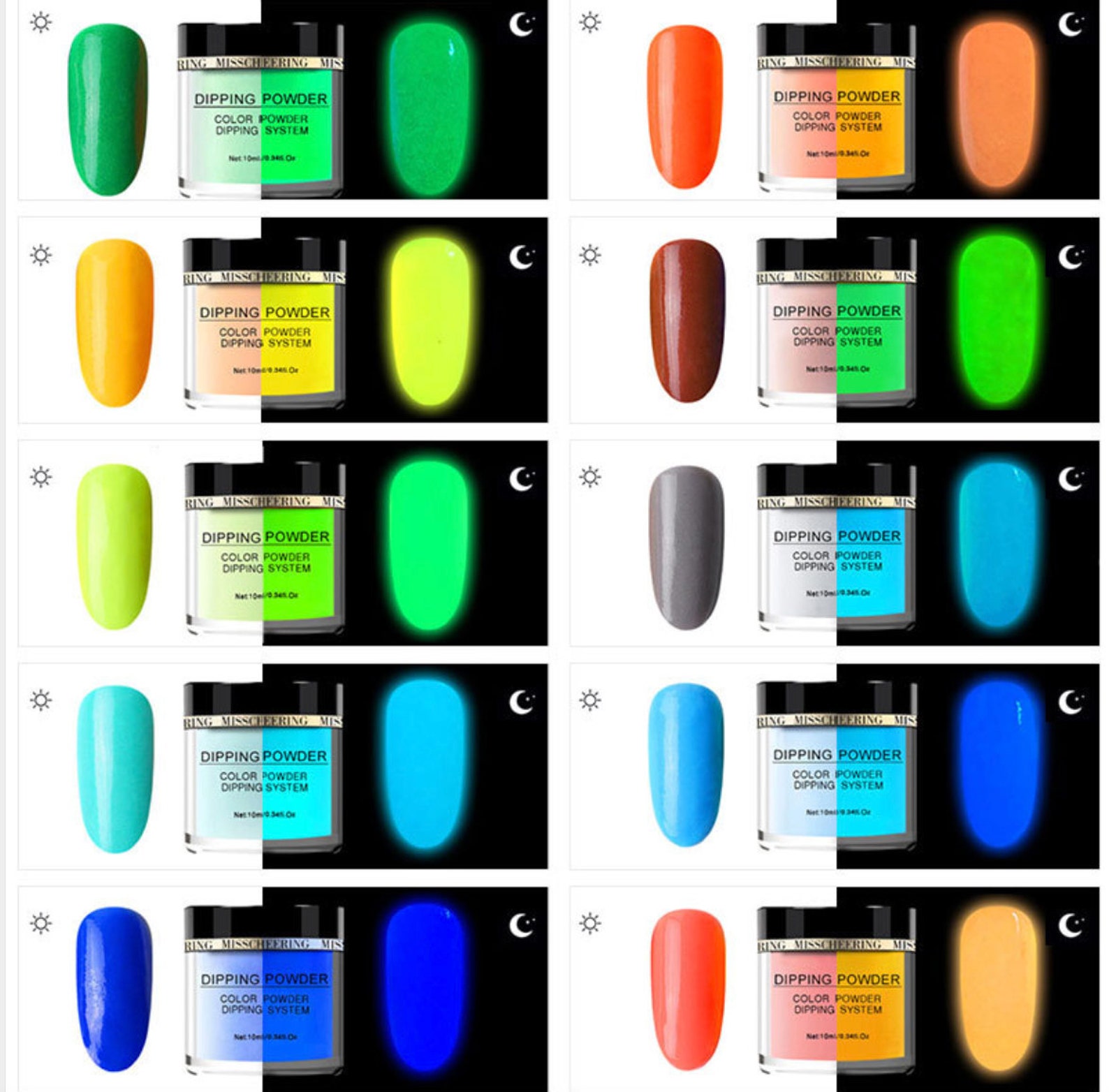 10ml Neon Noctilucent Nail Dipping Powder/glow in the Dark - Etsy