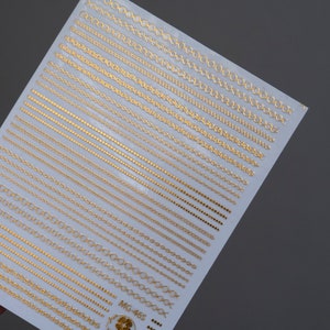 Gold Chain Nail Sticker/ Nail Art Stickers Self Adhesive Decals/ Golden ...