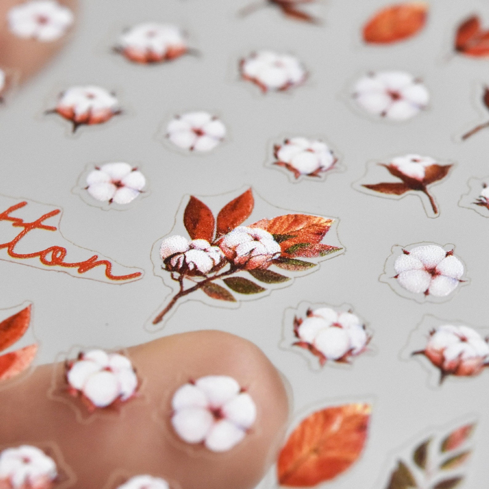 Festive Red Nail Stickers/cotton Flower Nail Art Floral Ultra - Etsy