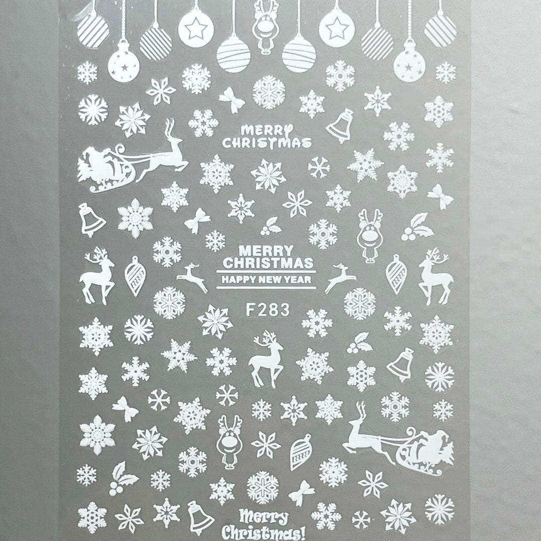 Christmas Snow Theme Nail Sticker/ Snow Flakes Nail Art Stickers Self ...