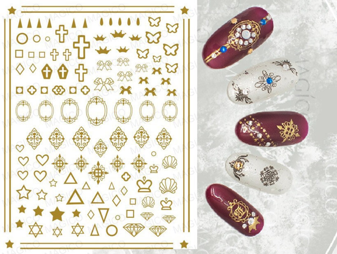 Gold Cross Butterfly Frame Heart Triangle Geographic Shapes Sticker ...