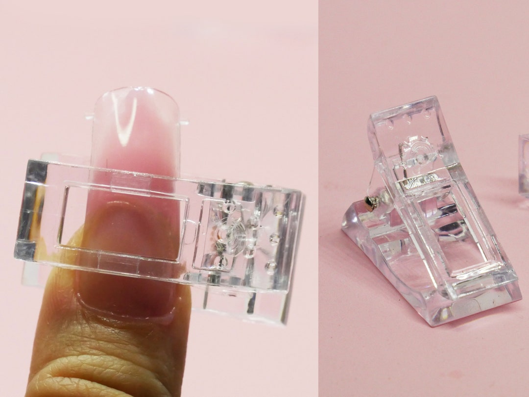 2 Pcs Acrylic Nail Pinching Clip/ Nail Extension Reusable Clear Nail ...