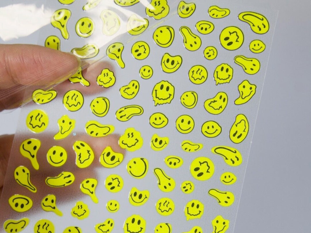 Melted Smile Happy Face Nail Sticker/ Smiley Emoji Nail Art Stickers ...