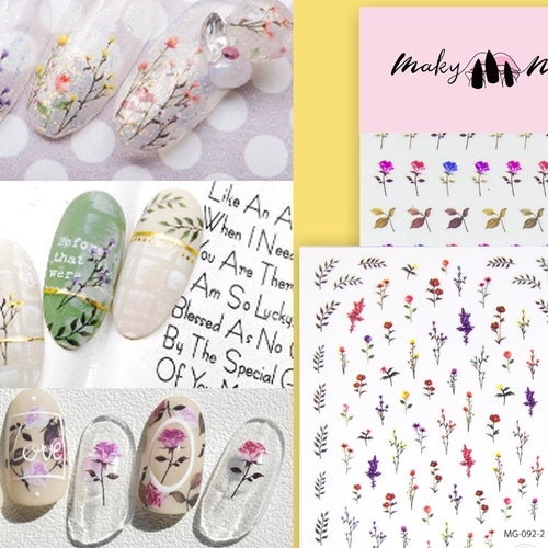 Reusable Nail Fern Forget-me-not Long Stiletto Nails Fake Nail | Etsy