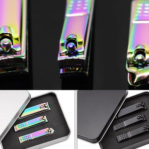 3 Pcs Grip Fingernail Clipper/ Chameleon Titanium Anodize Matte Black ...