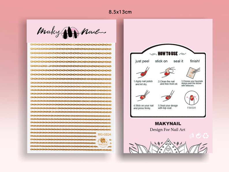 Gold Chain Nail Sticker/ Nail Art Stickers Self Adhesive - Etsy