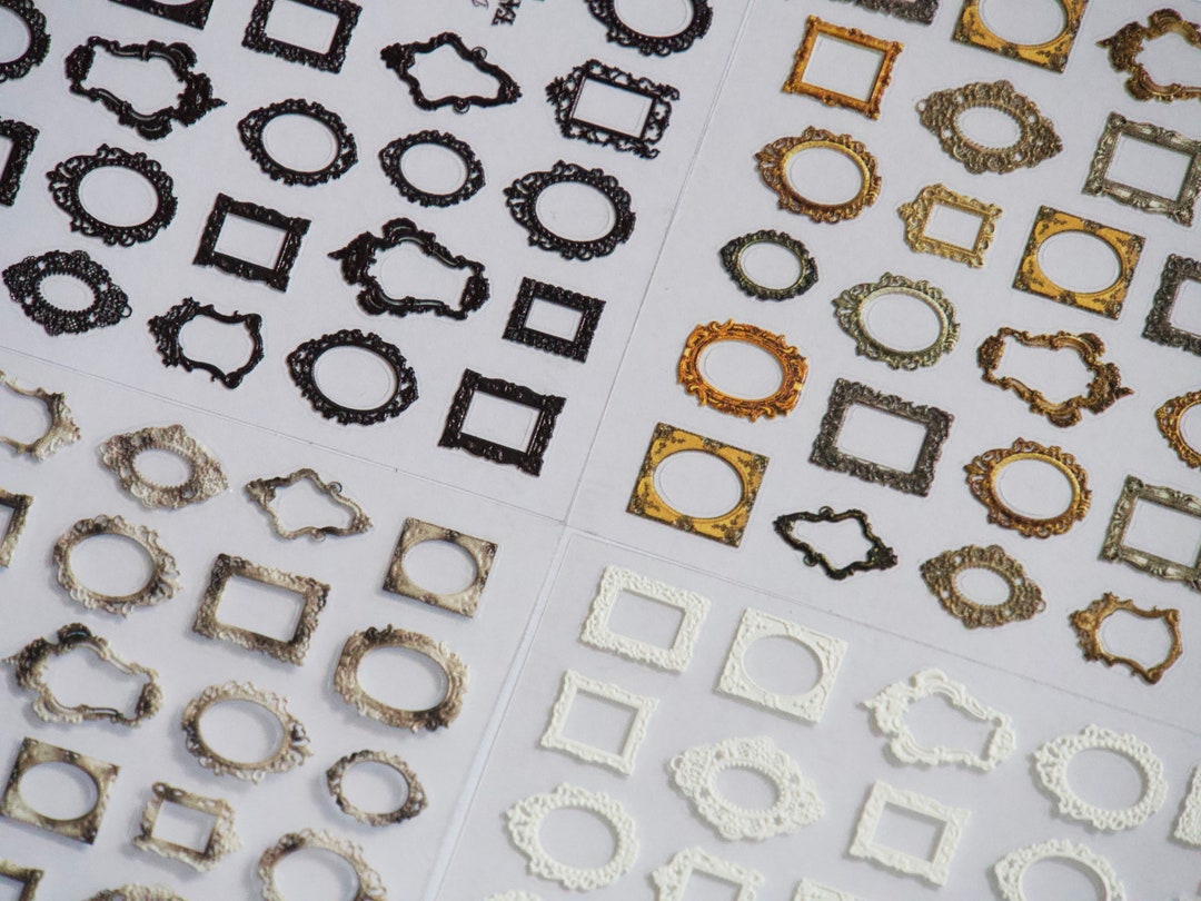 Vintage Embossed Frames Sticker Nail Art/ Retro Hollowed Painting Frame ...