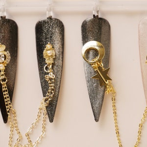 Gold Chain 3D Zircon Nail Ornament Nail Decal/ Butterfly Starry Sky ...