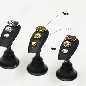 9 Pcs 3D Round Coin Nail Decoration/ Rose Gold Silver Nail Deco Charm ...