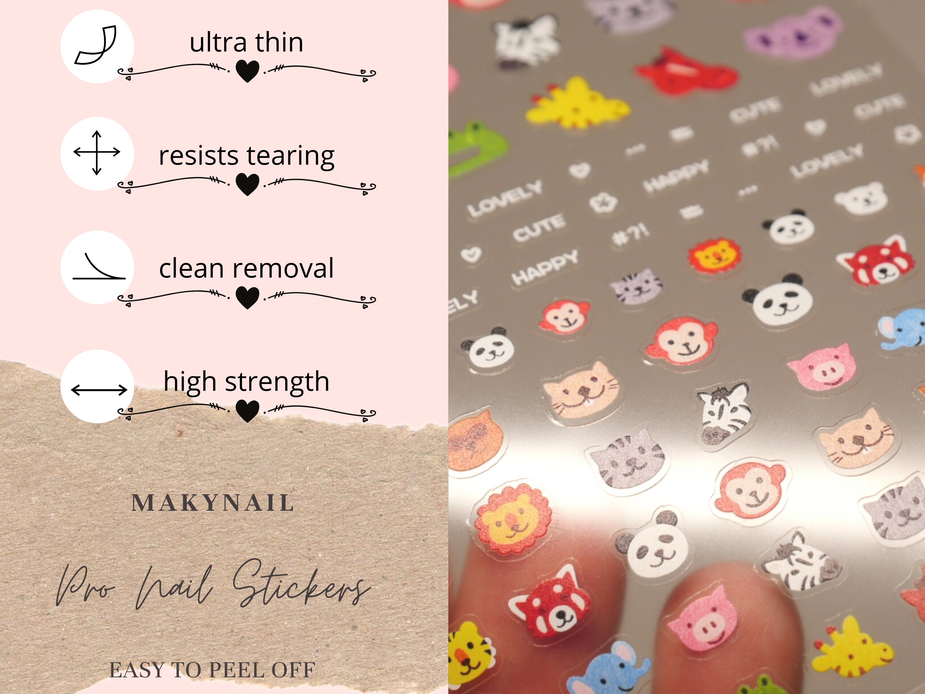Cute Animals Nail Sticker/pro 3D Embossed Bunny Bear Panda | Etsy