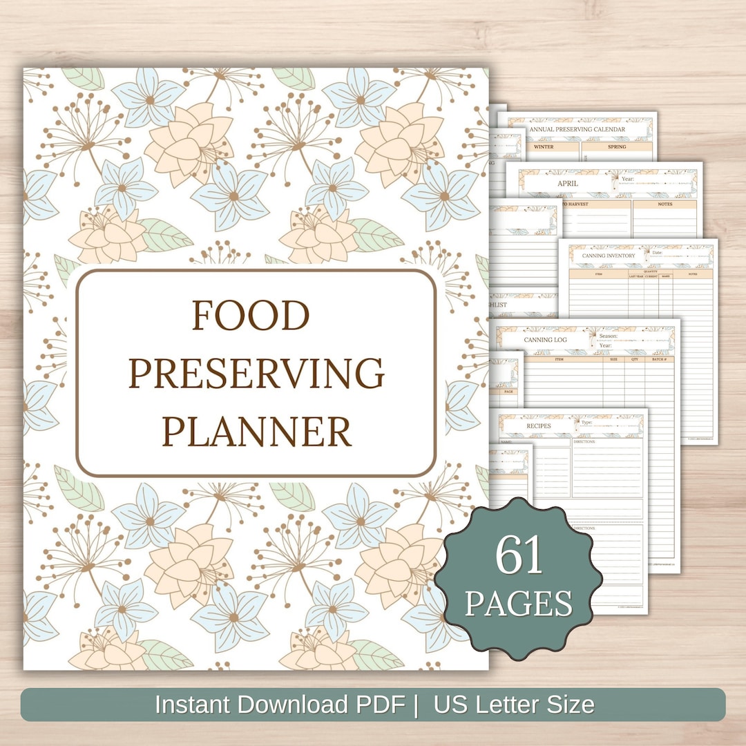 Canning Journal & Food Preservation Planner | 61-page Homestead ...