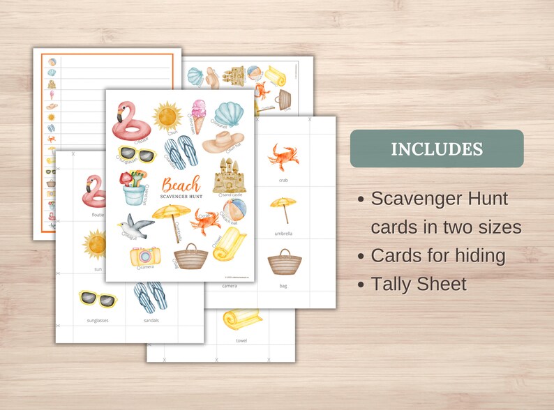 Beach Scavenger Hunt Printable | Watercolor Kids Summer Activity ...