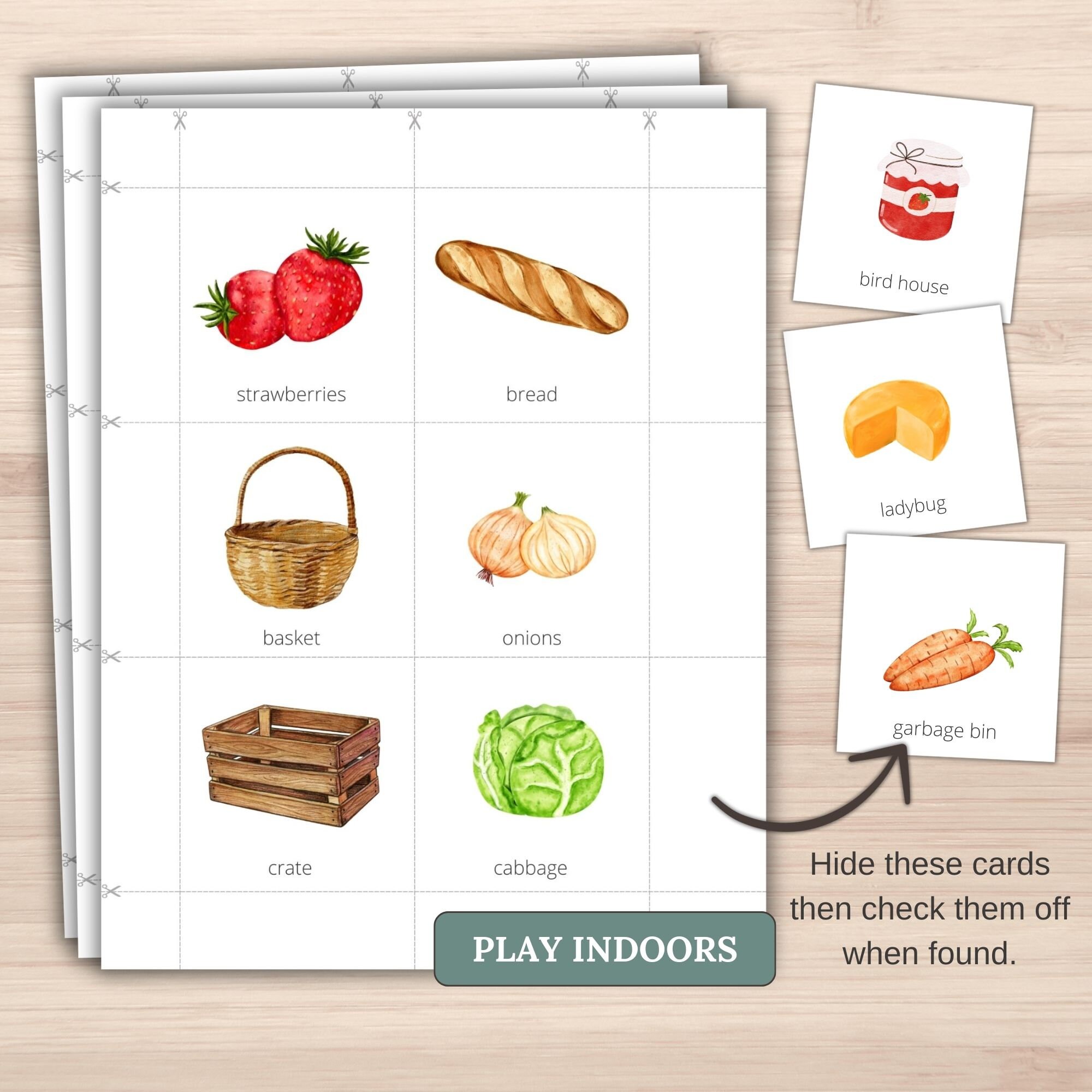 Farmers Market Kids Scavenger Hunt Printable, Watercolor Treasure Hunt ...