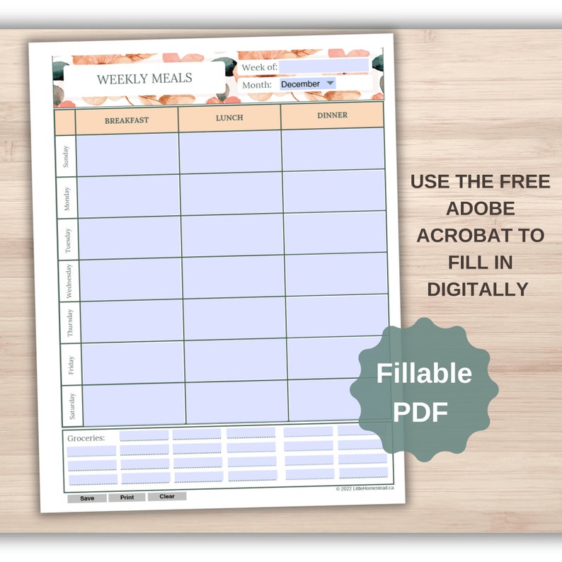 Printable Weekly Meal Planner, Food Diary, Meal Tracker, Food Journal ...