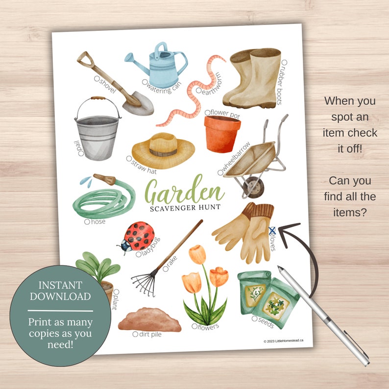 Garden Kids Scavenger Hunt Printable, Treasure Hunt, Forest School ...