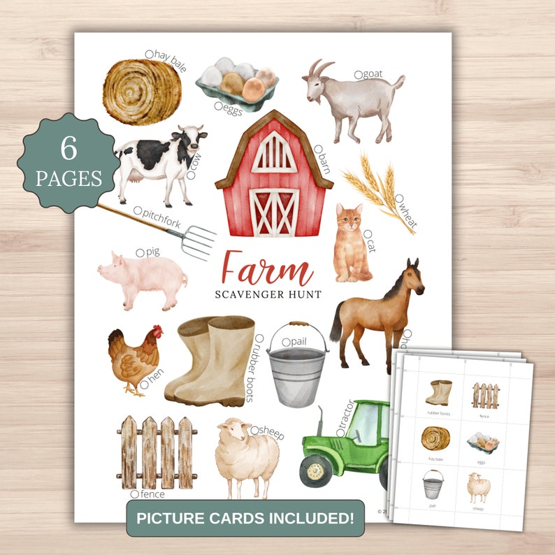 Farm Kids Scavenger Hunt, Printable Preschool Worksheet, Outdoor Indoor ...