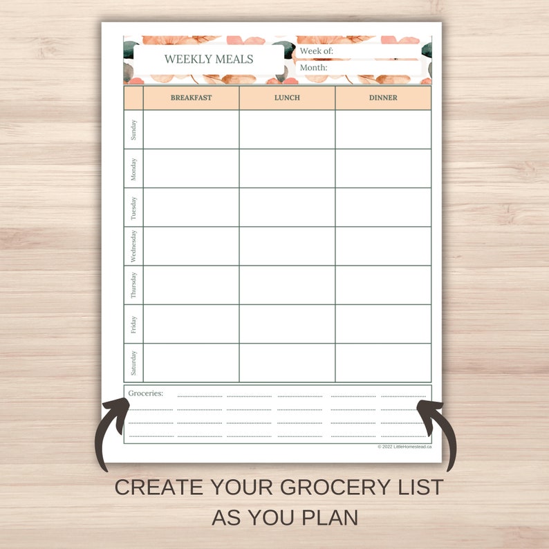 Printable Weekly Meal Planner, Food Diary, Meal Tracker, Food Journal ...