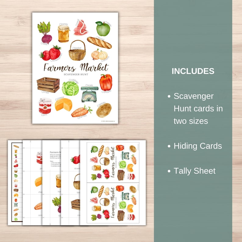 Watercolor Farmers Market Scavenger Hunt: Kids Printable Game (PDF) - Etsy