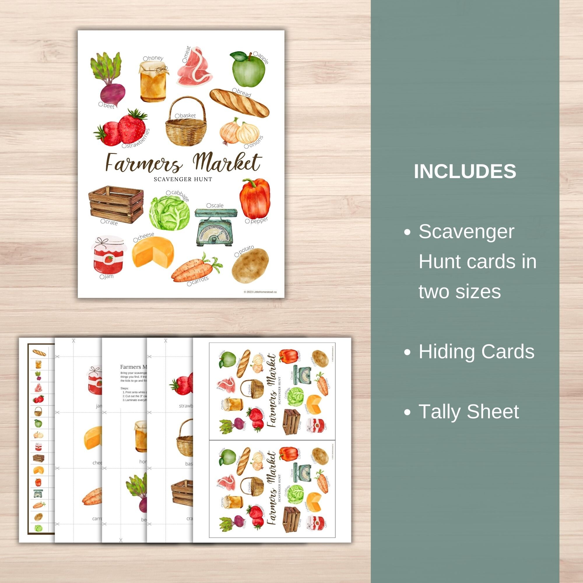 Farmers Market Kids Scavenger Hunt Printable, Watercolor Treasure Hunt ...