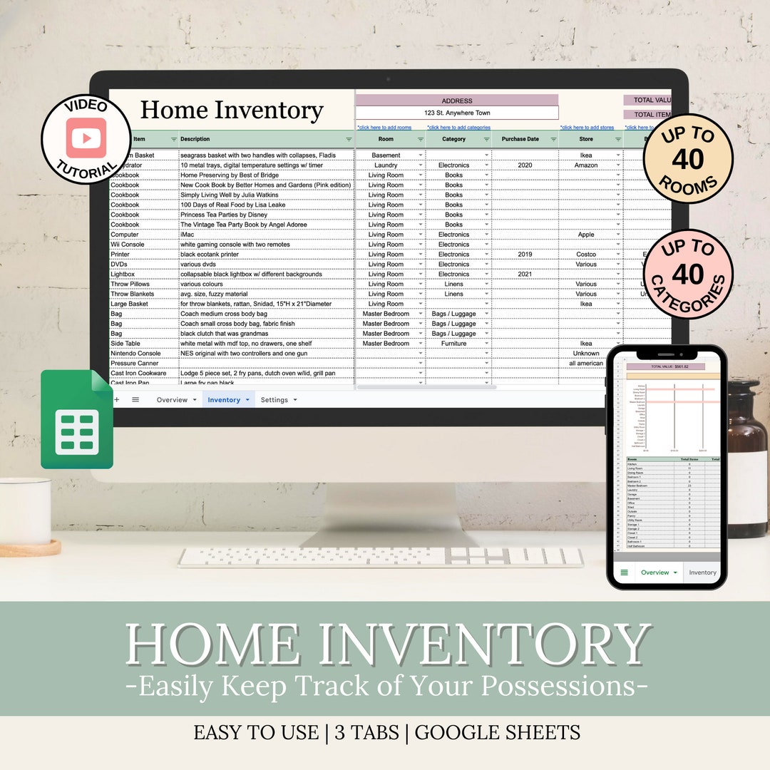 Home Inventory Google Sheets Template: Personal Property Tracker ...