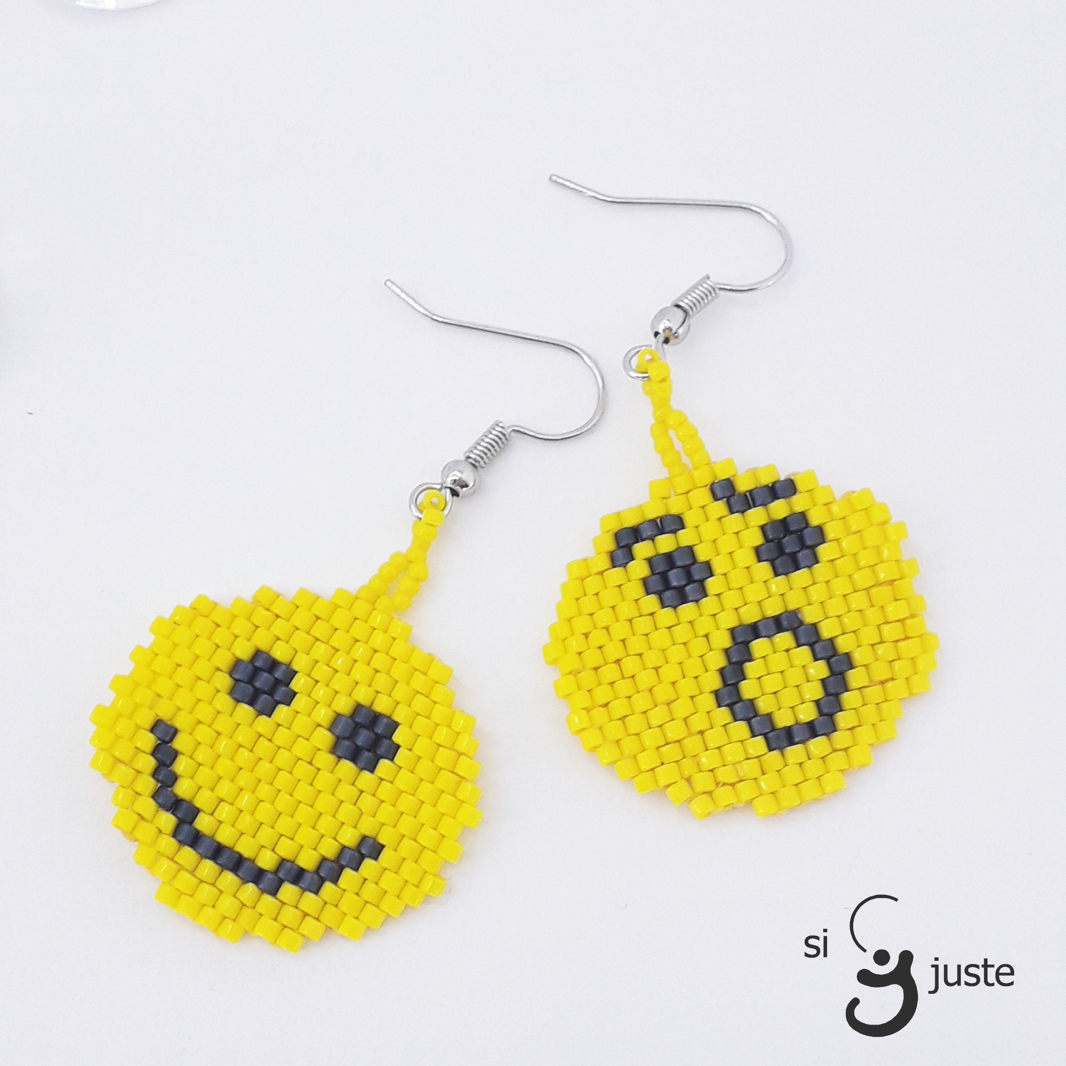 Yellow Emoticons Scheme, Schema for Earrings, Schema for Key Ring, Do ...