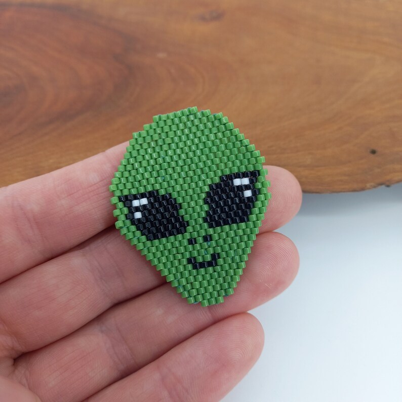 Green Alien PDF Pattern, Brick Stitch PDF Schema for Earrings, Schema ...