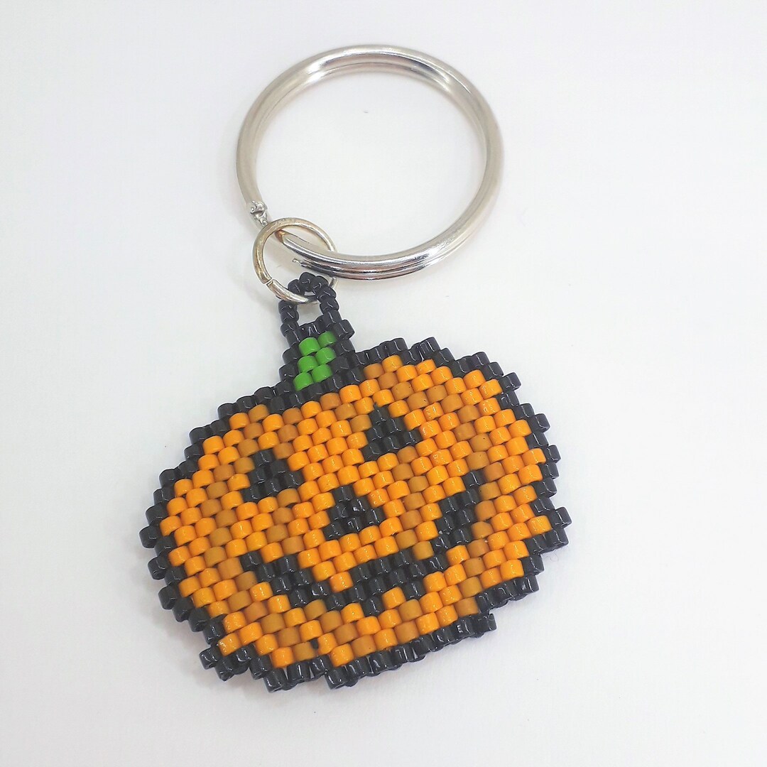 Scary Pumpkin Brick Stitch Pattern: Halloween Earrings, Key Ring (PDF ...