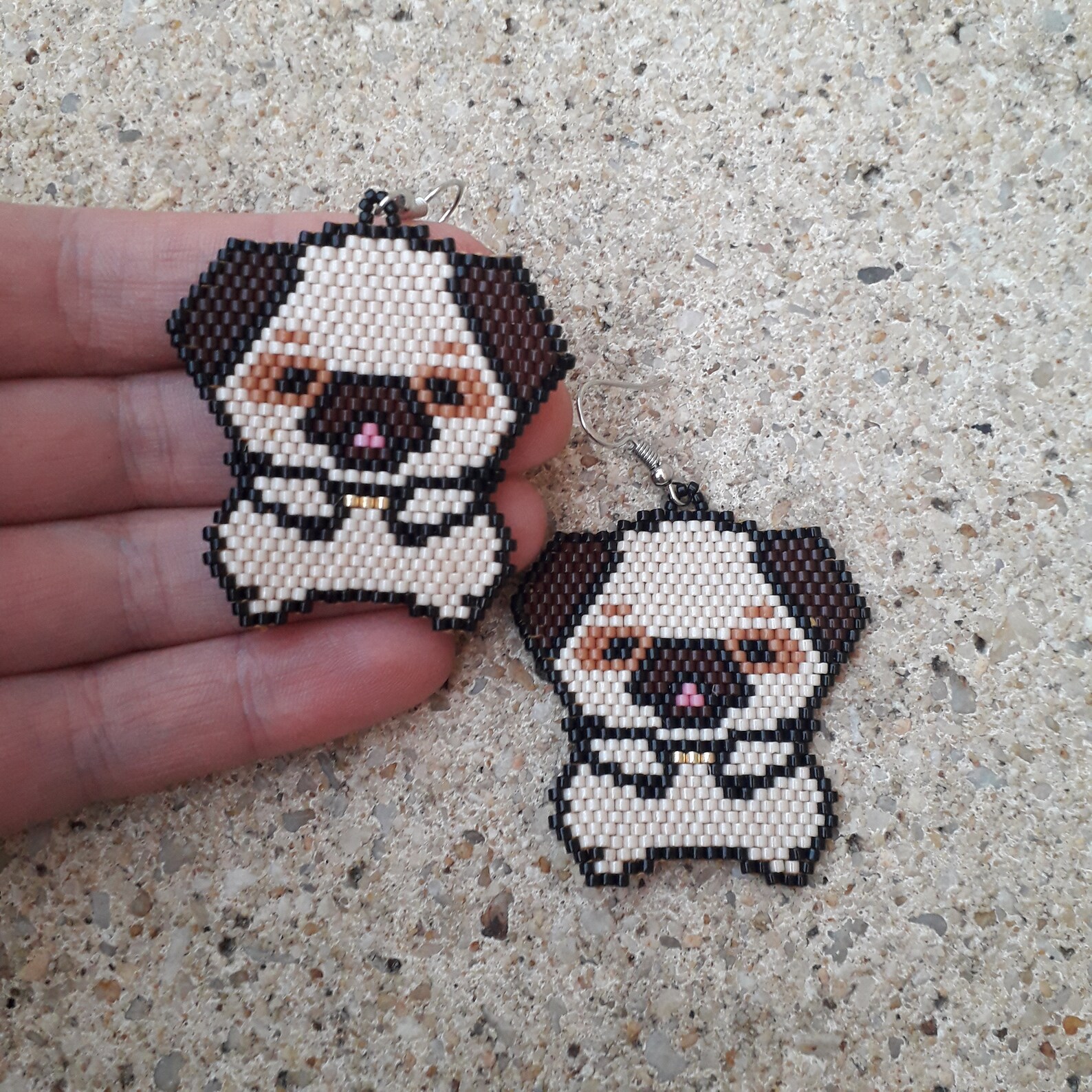 Pug PDF Pattern, Pug Earrings, Brick Stitch PDF Schema for Earrings ...