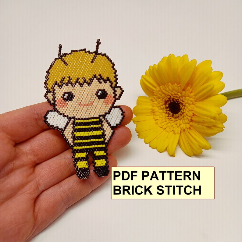 Bee Boy PDF Pattern, Animal PDF Schema for Earrings, Key Chain, Brick ...
