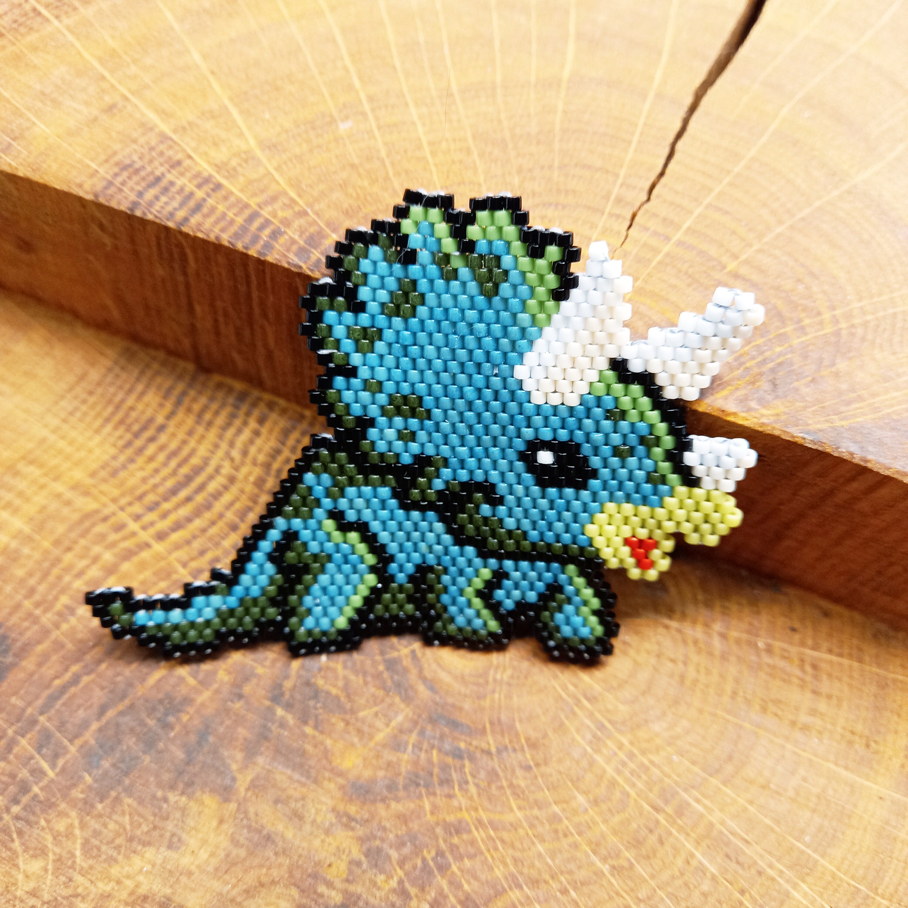 Triceratops Beading Pattern: Dinosaur Earrings/brooch (PDF) - Etsy
